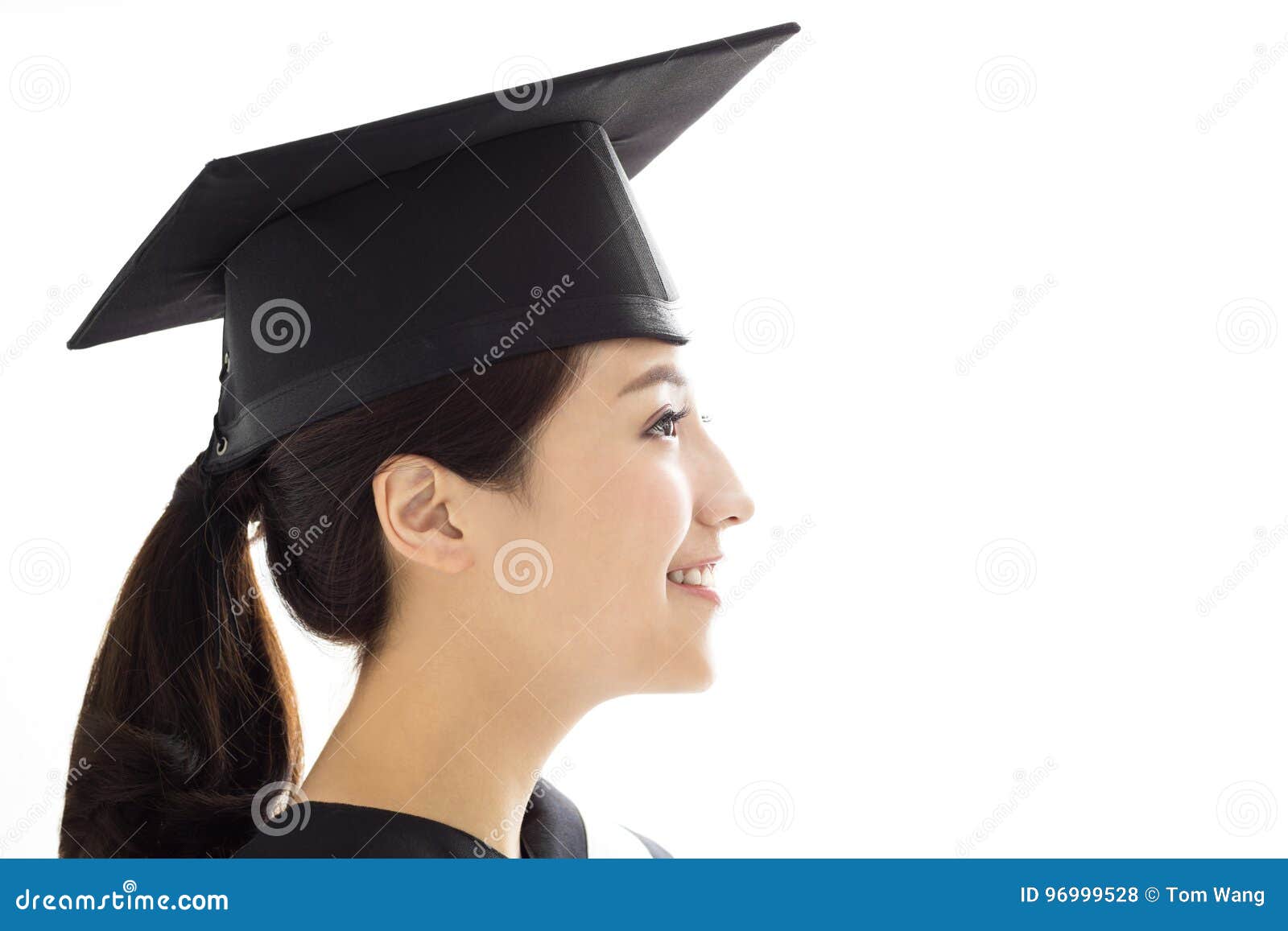 Side View of Happy Female Graduate Student Stock Photo - Image of ...
