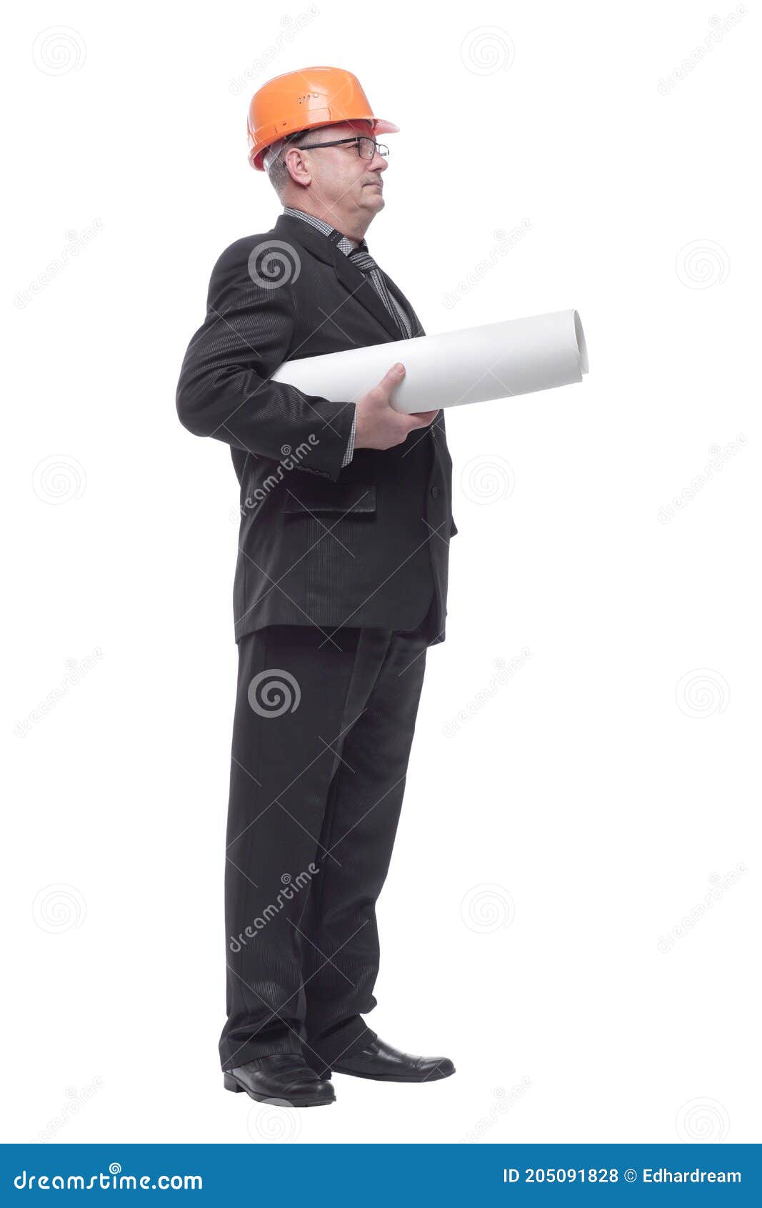 Side View Happy Male Architect Holding Blueprints Stock Photo - Image ... Side View Happy Male Architect Holding Blueprints Stock Photo - Image ...