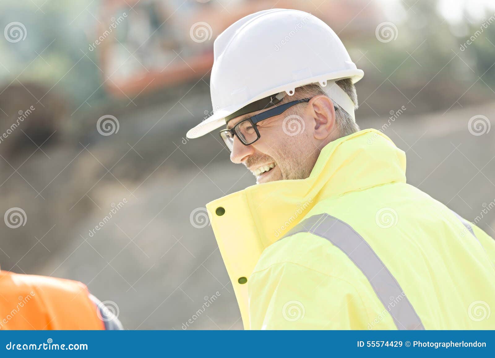 Side View of Happy Male Supervisor at Construction Site Stock Image ...