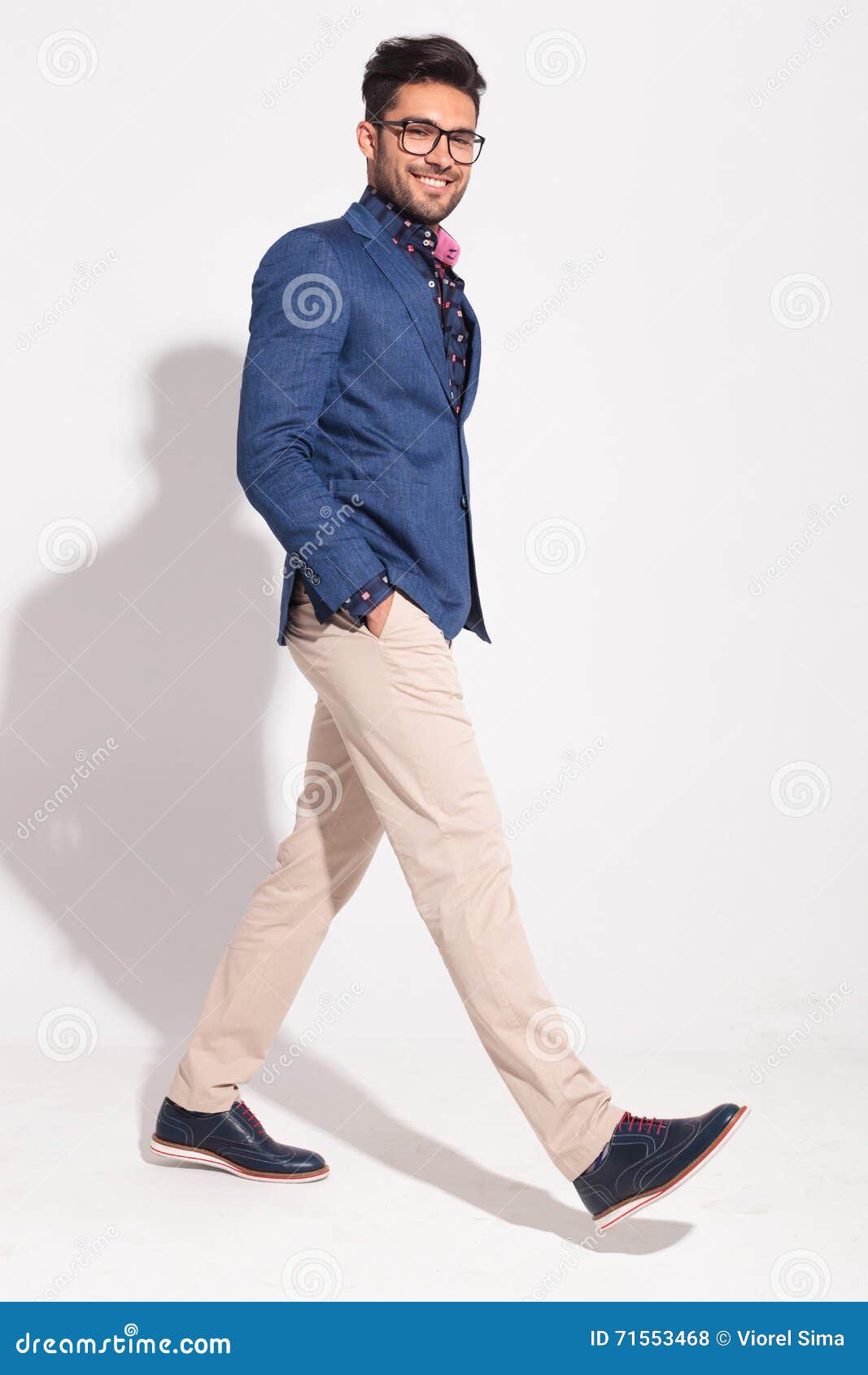 Side View of a Happy Walking Businessman Stock Photo - Image of people ...