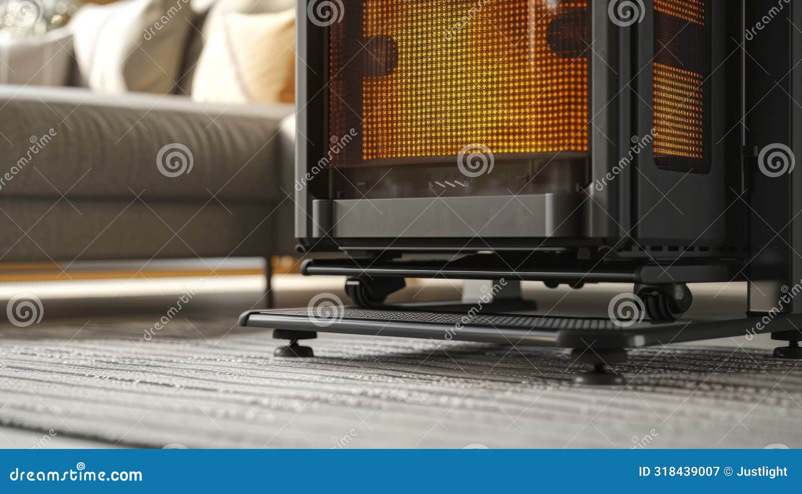 Side View of the Heaters Adjustable Legs and Swivel Base for Optimal ...