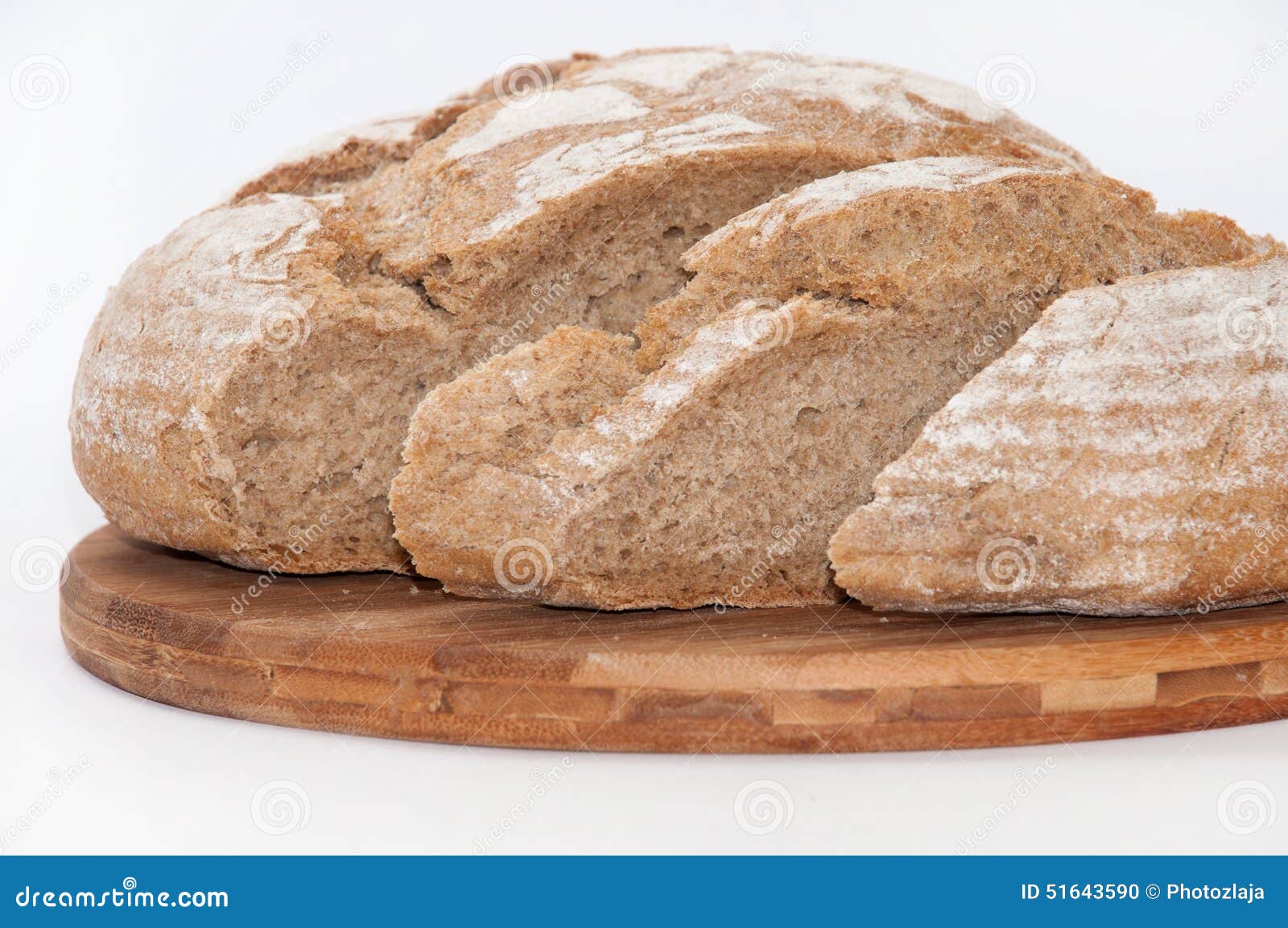 Side View on Homemade Bread Slices on Wooden Board Stock Photo - Image ...