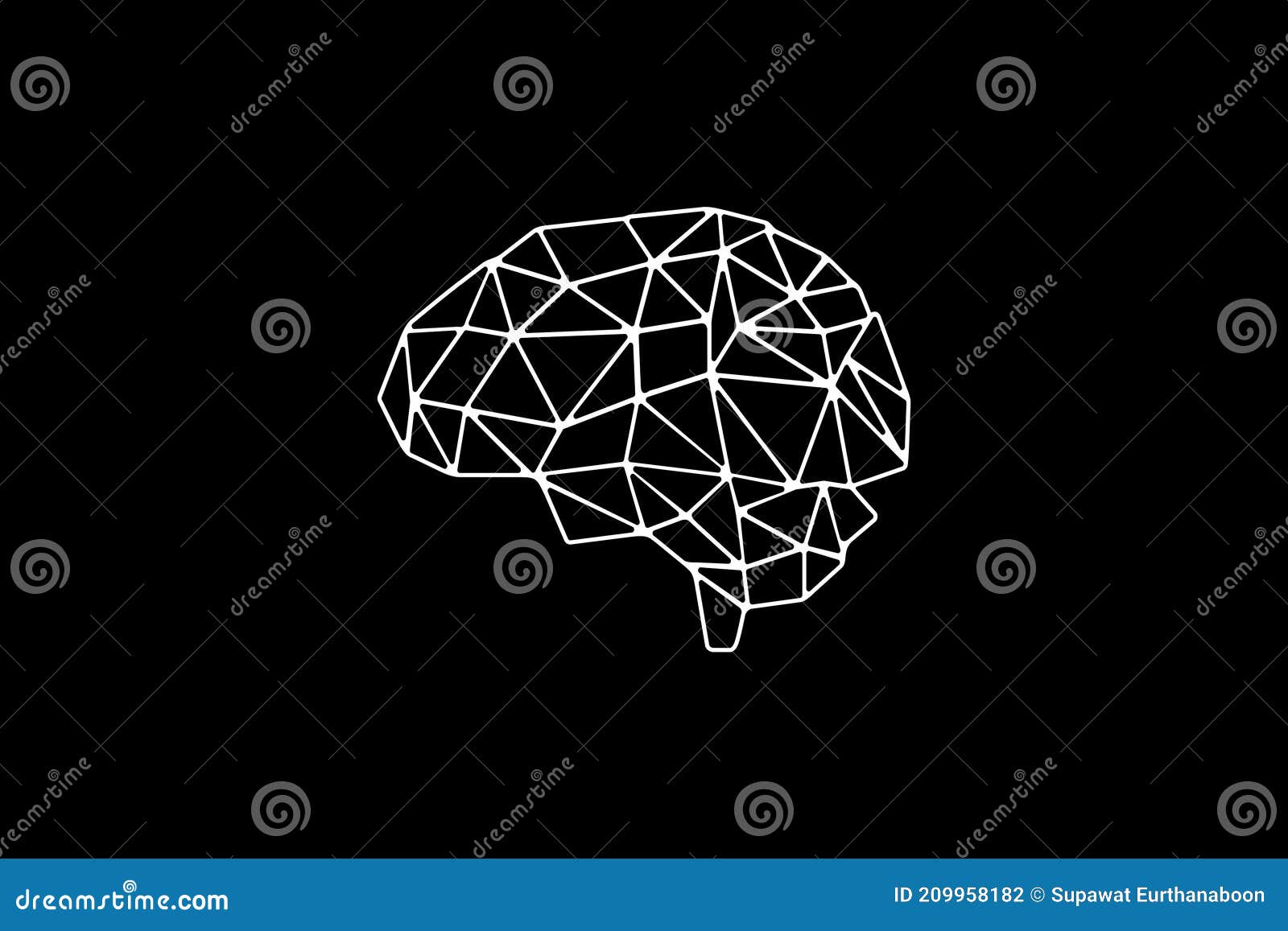 Side View of Human Brain White Wireframe. Stock Illustration ...