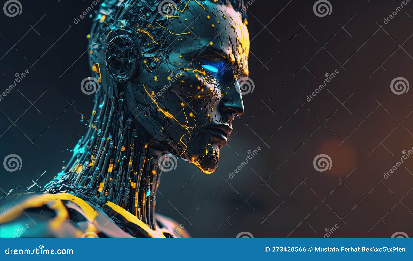 Side View of a Humanoid Robot Representing Futuristic Technology and ...