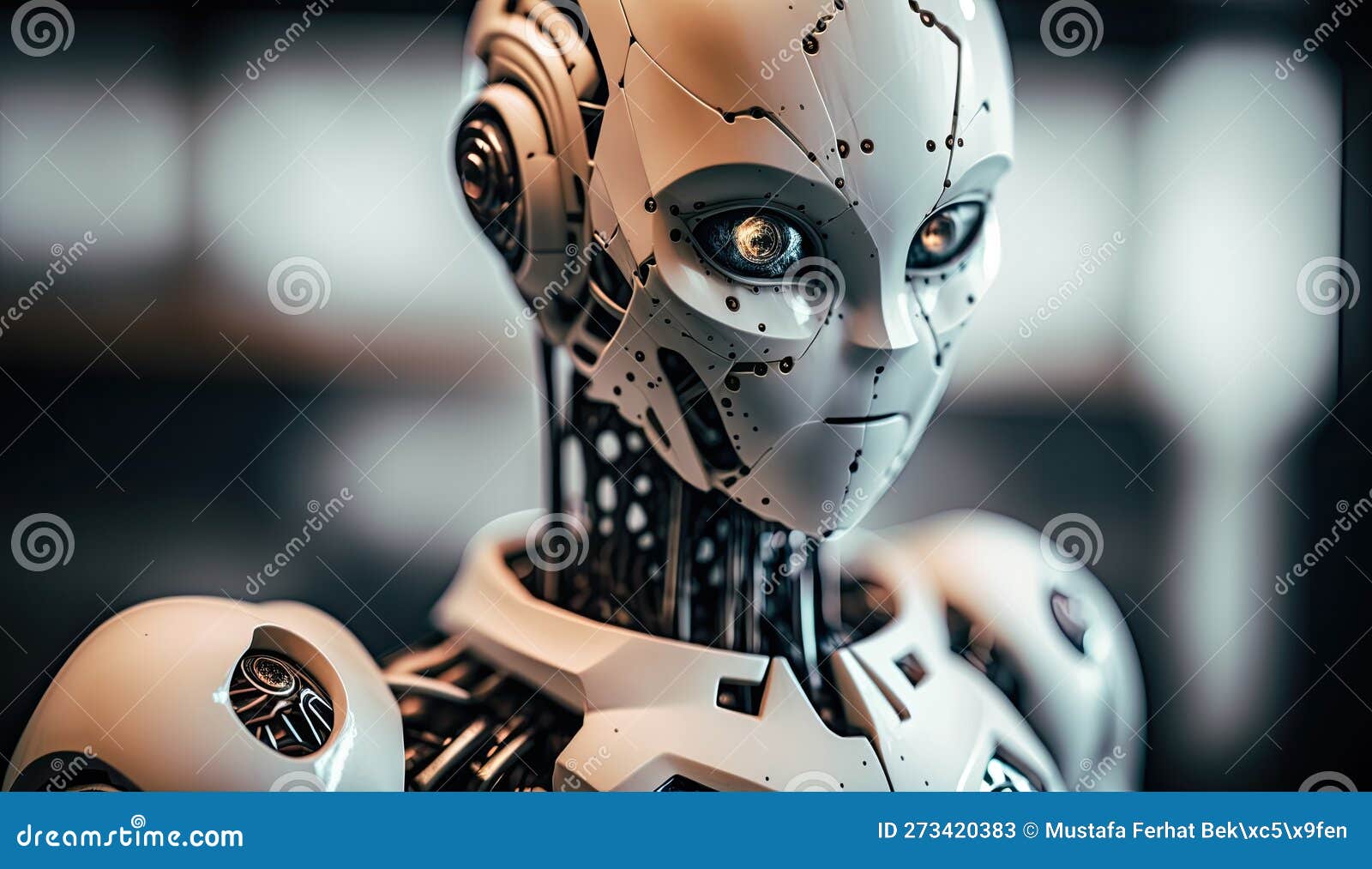 Side View of a Humanoid Robot Representing Futuristic Technology and ...