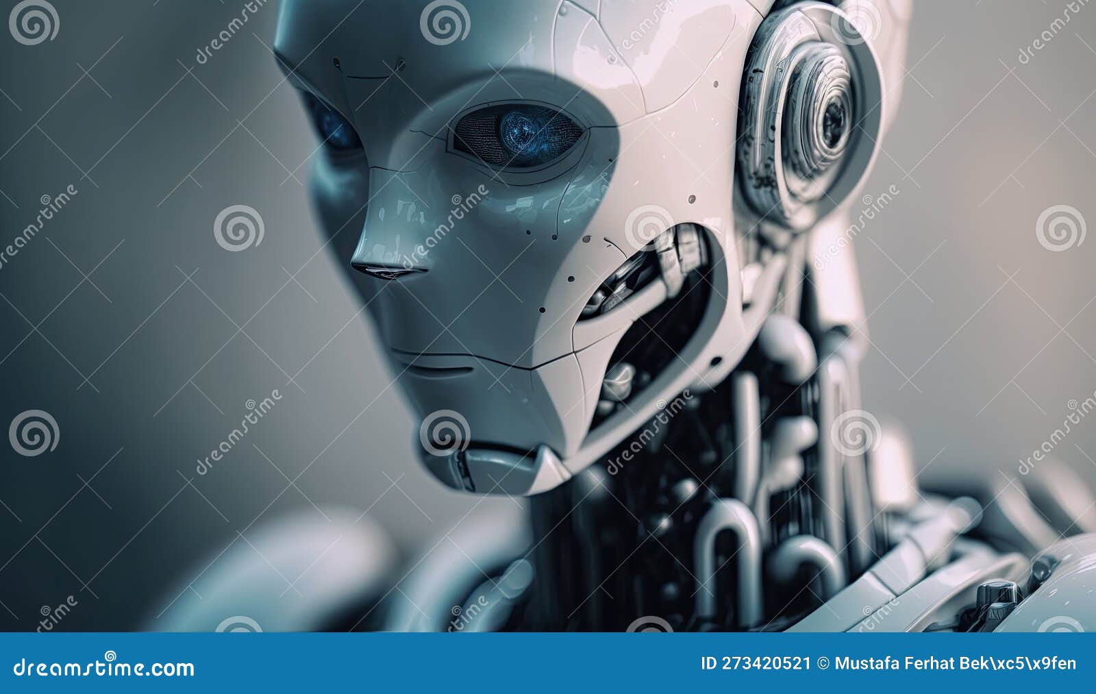 Side View of a Humanoid Robot Representing Futuristic Technology and ...