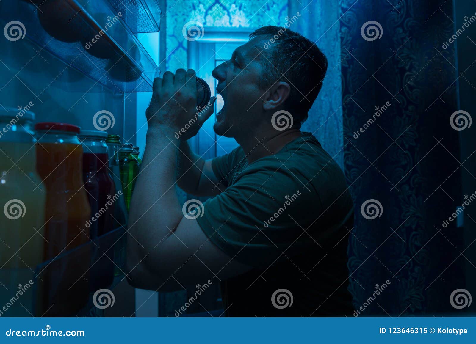 Middle-aged Man with Compulsive Eating Disorder Stock Image - Image of ...