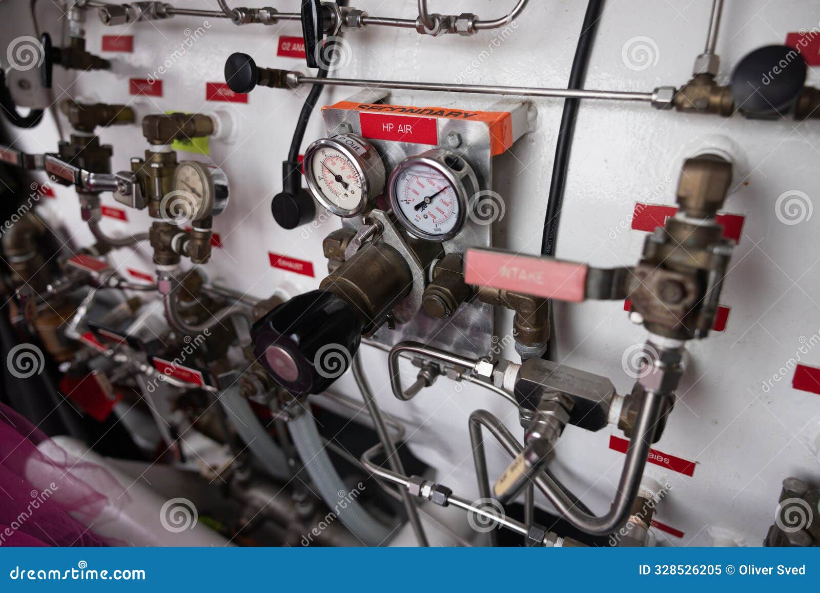 Side View of Hyperbaric Chamber with Valves and Pipes Stock Image ...