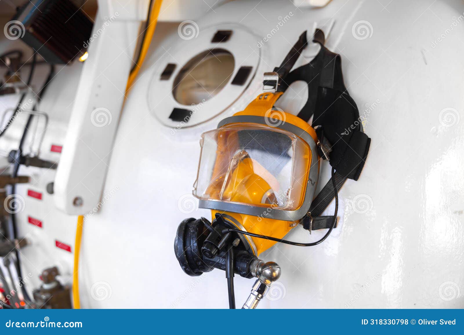 Side View of Hyperbaric Chamber with Valves and Pipes Stock Photo ...