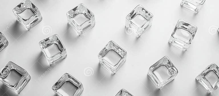 Ice Cubes Pattern on White Background Creating Refreshing Visual Stock ...