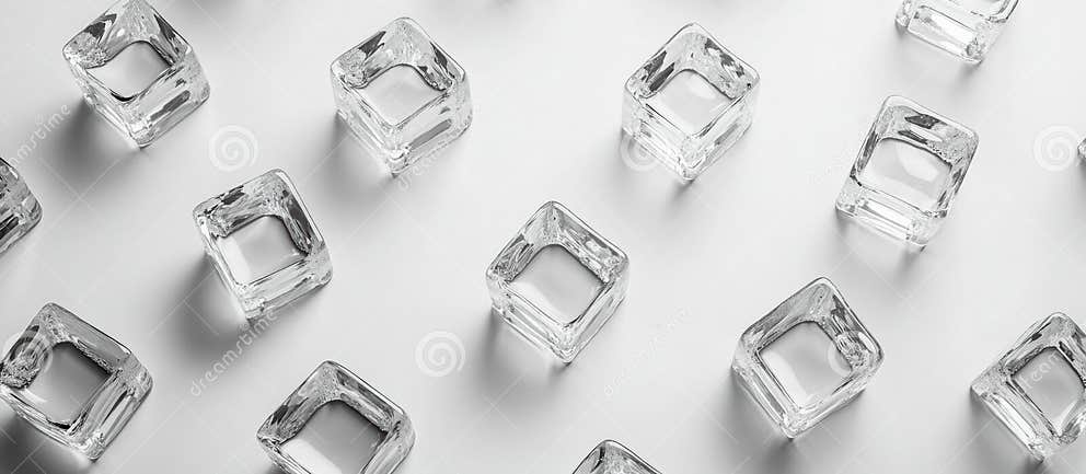 Ice Cubes Pattern on White Background Creating Refreshing Visual Stock Illustration ...