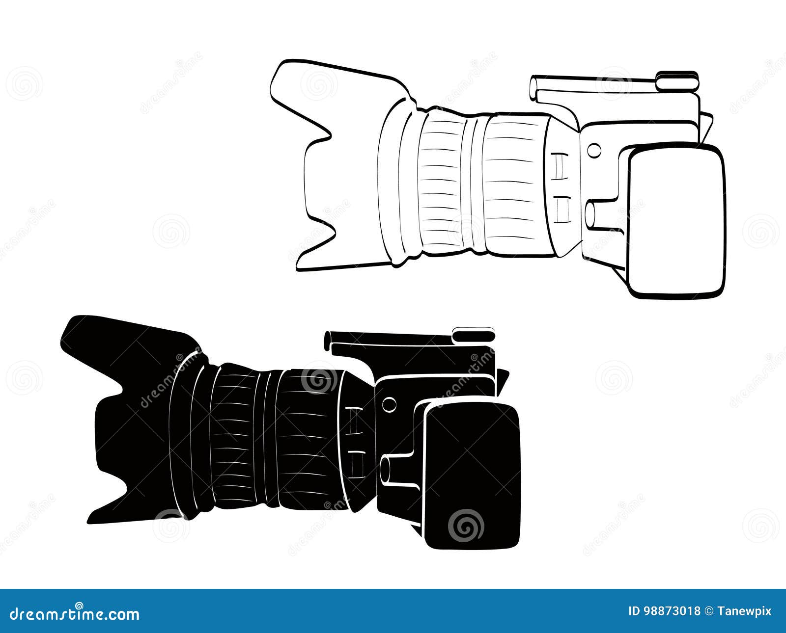 Side View Illustration White and Black Camera Vintage Icon Vector Art ...