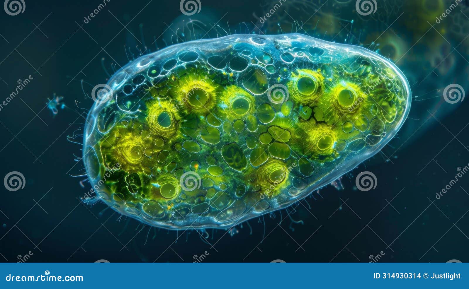 A Side View Image of an Algae Cell Revealing Its Unique Oval Shape and ...