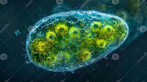 A Side View Image of an Algae Cell Revealing Its Unique Oval Shape and ...