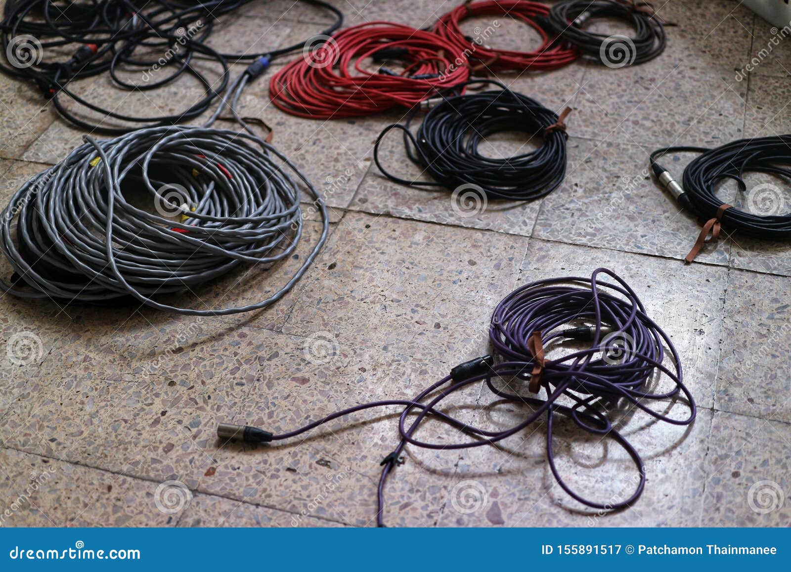 Side View Image on a Group of Wires Rolled into a Loop, Laid on the ...