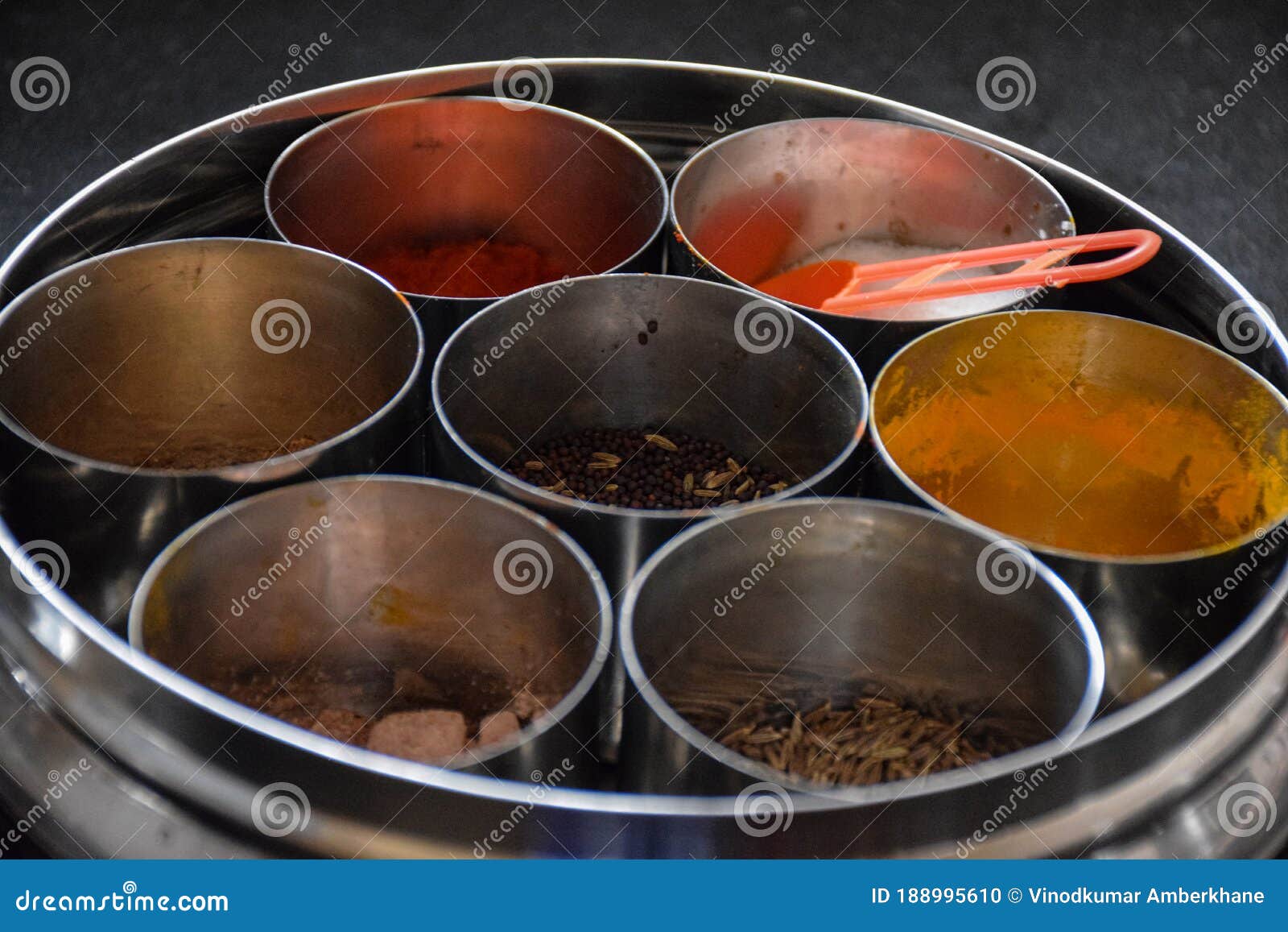Side View of Indian Style Steel Spices Container Stock Photo - Image of ...