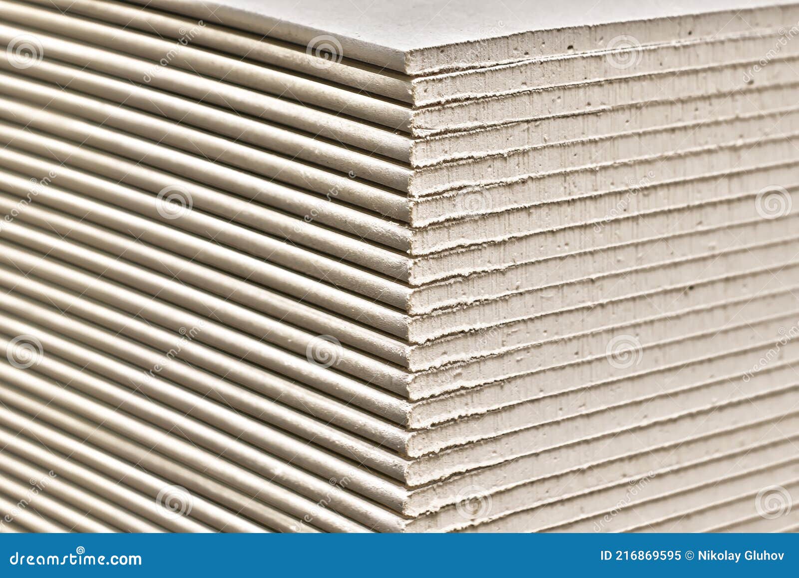 A Stack of Light Drywall. Side View, Indoors Horizontal Shot Stock ...