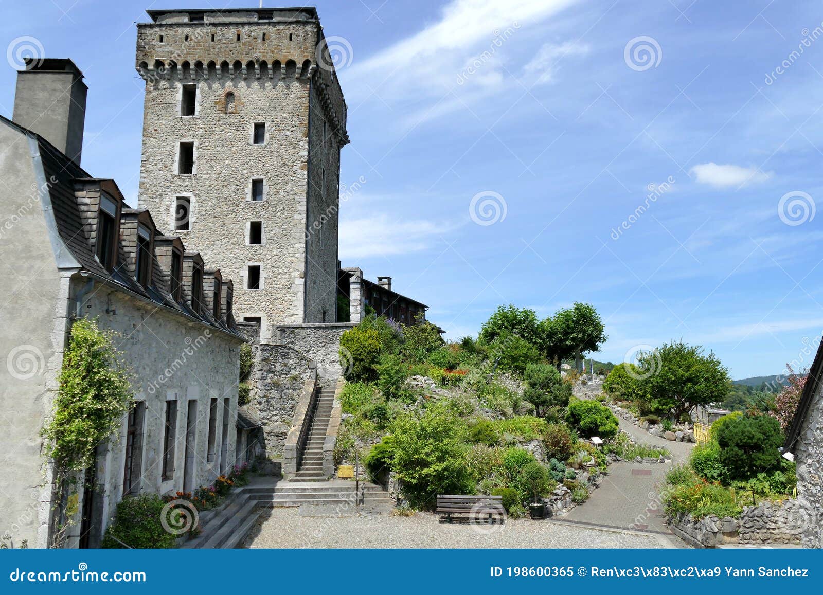 The Inner Courtyard and the Keep of the Lourdes Castle Stock Image ...