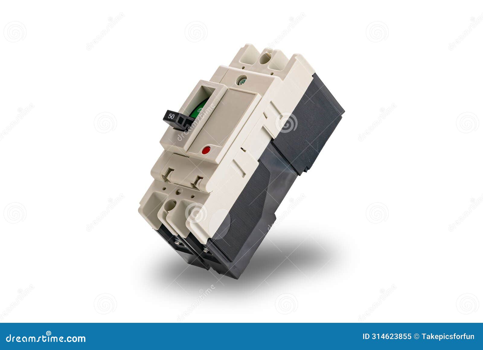 Side View of Interior Automatic Circuit Breaker Isolated on White ...