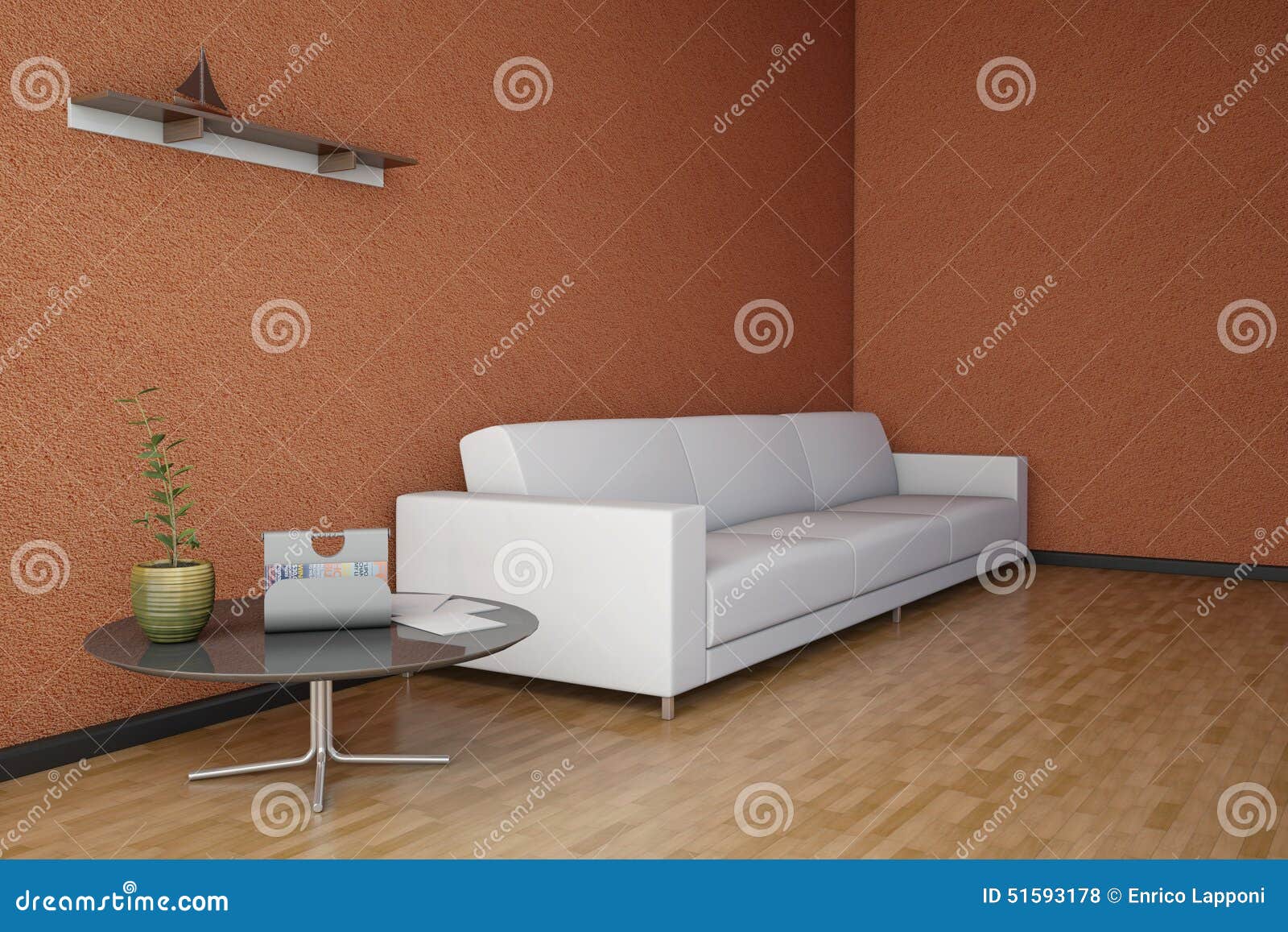 Side View of an Interior Rendering of a Living Room Stock Illustration ...