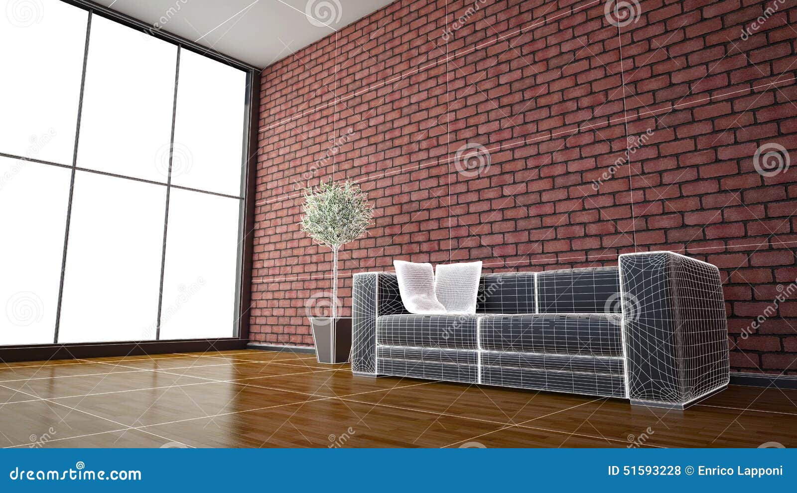 Side View of an Interior Rendering of a Living Room Stock Illustration ...