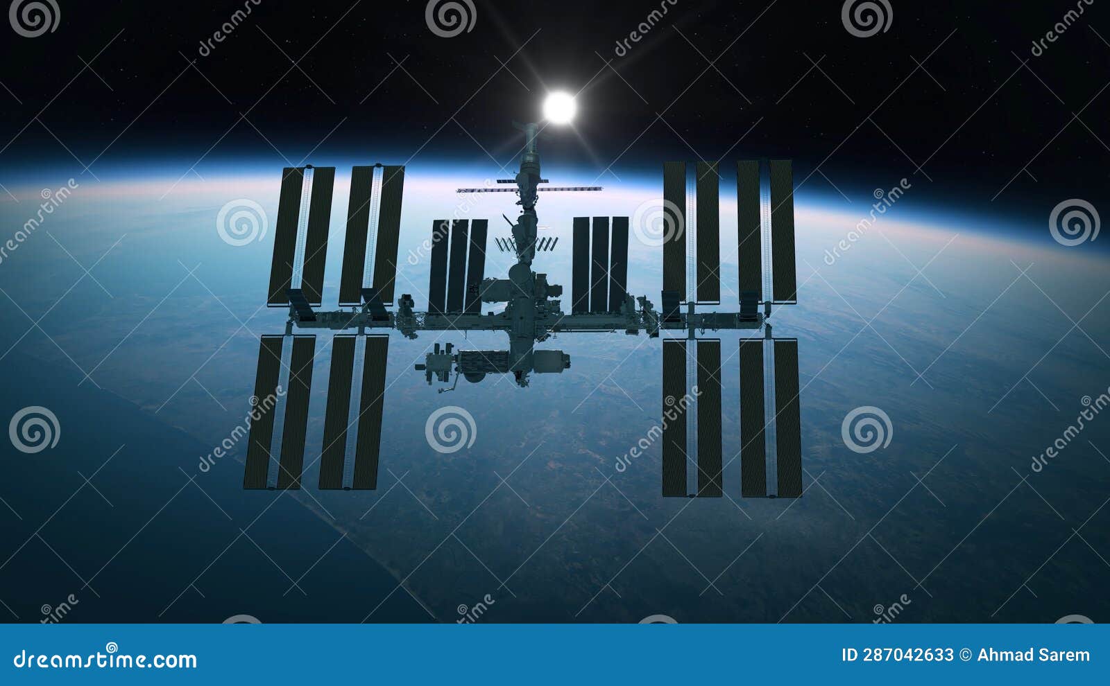 ISS Orbiting Around the Earth Stock Illustration - Illustration of ...
