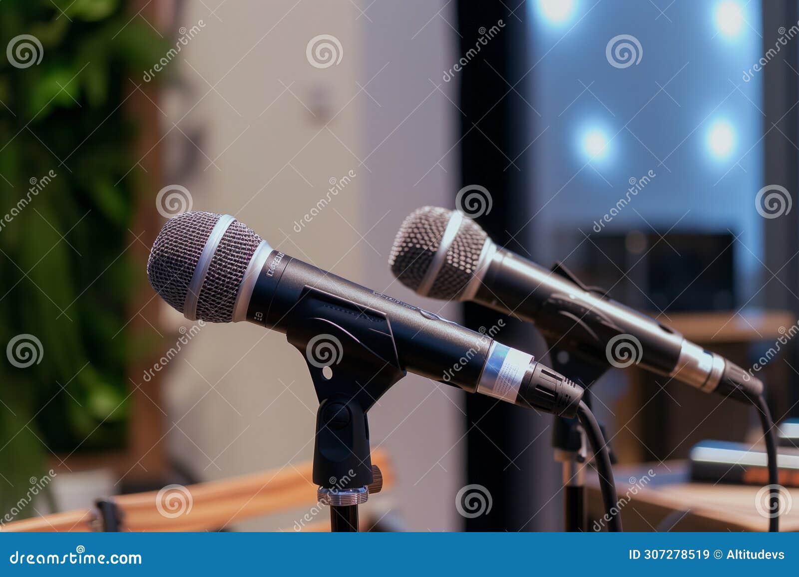 Side View of an Interview Setup with Dual Microphones Stock Image ...