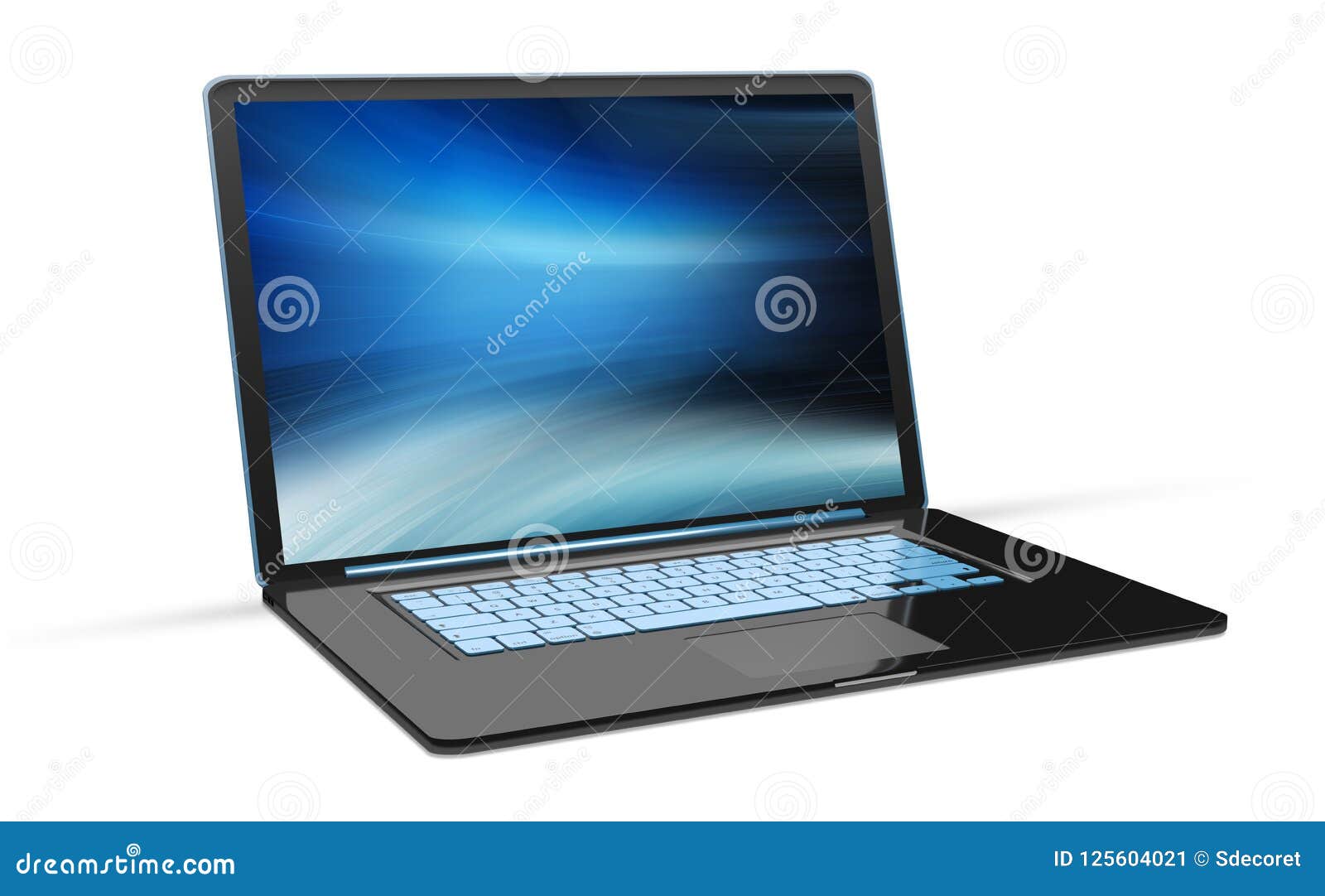Isolated Modern Black Laptop with Shadow Side View 3d Rendering Stock ...