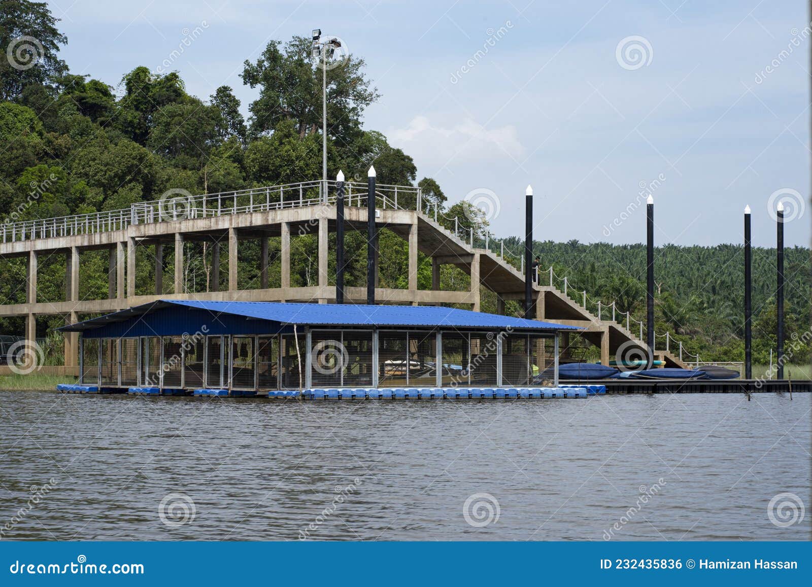 Jetty on Lake Chini stock photo. Image of passage, amenities - 232435836