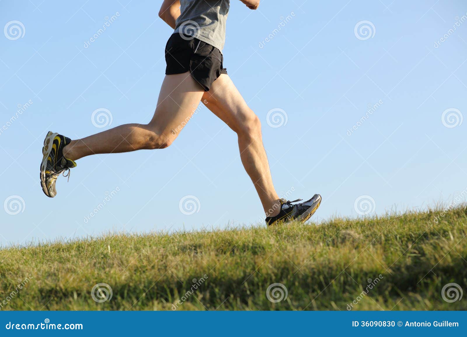 Side View of a Jogger Legs Running on the Grass Stock Photo - Image of ...