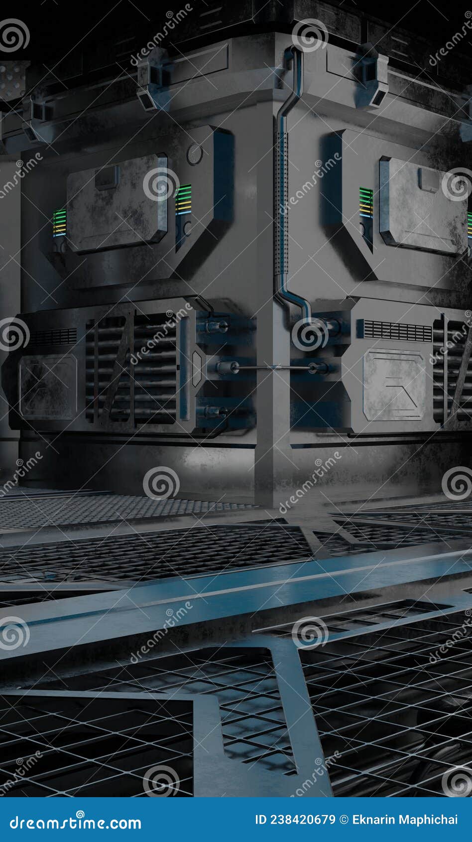 Side View Laboratory Control Room Interior Scene Stock Illustration ...