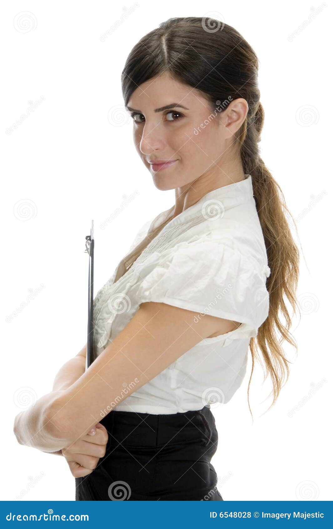 Side View of Lady with Files Stock Photo - Image of glamour, copy: 6548028