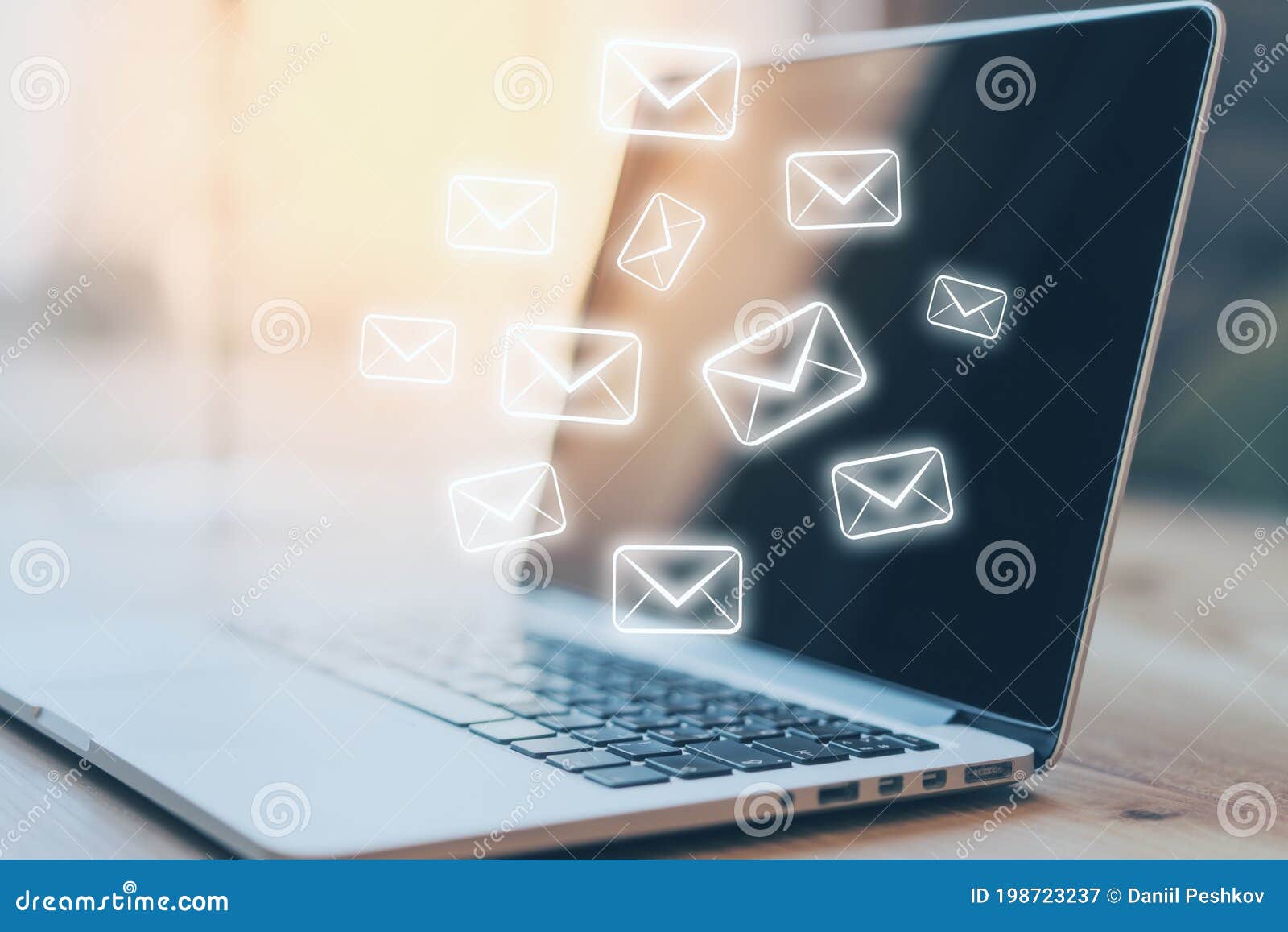 Side View of Laptop Computer with Email Sketch Stock Image - Image of ...