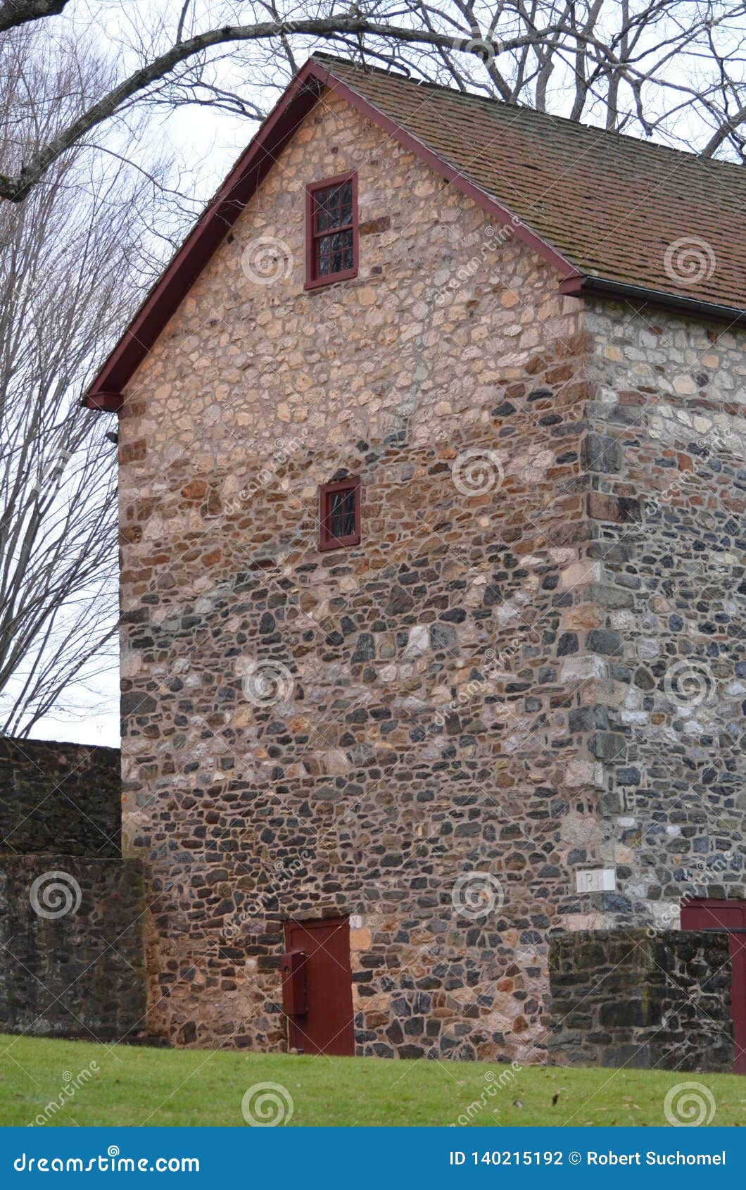 Side View of a Large Stone Barn. Stock Photo - Image of colonial, three ...