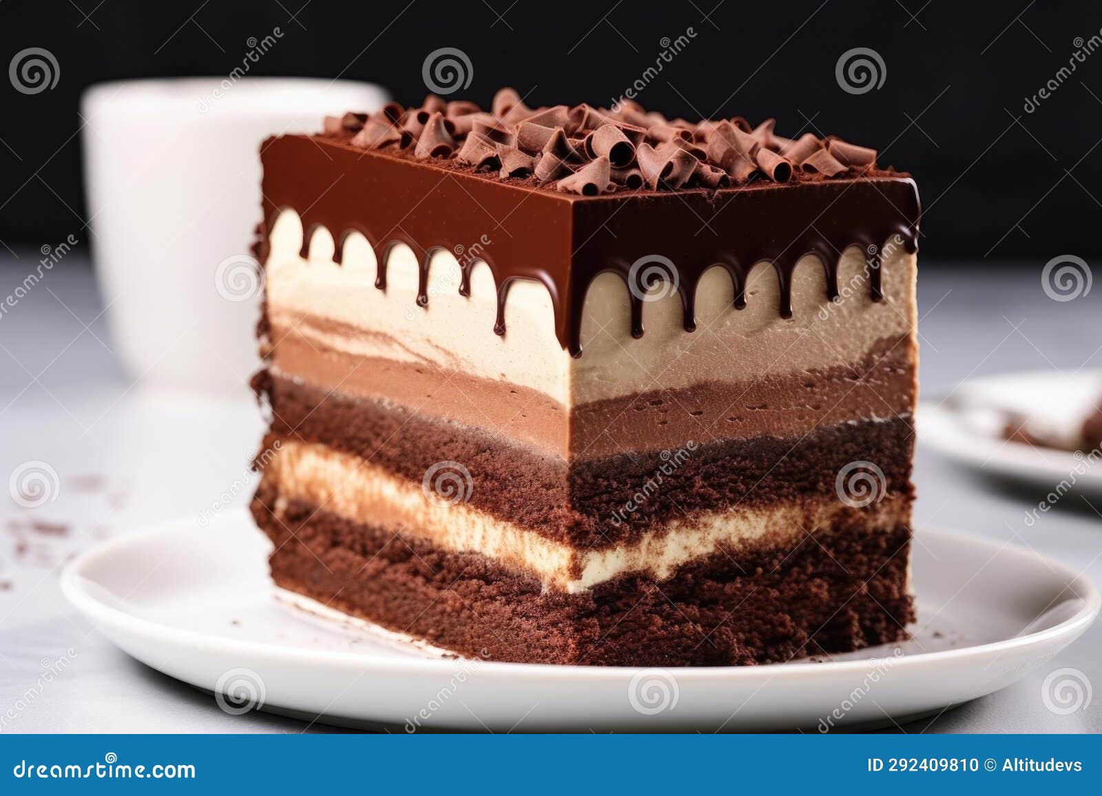 Side View of a Layered Chocolate Mousse Cake Stock Photo - Image of ...