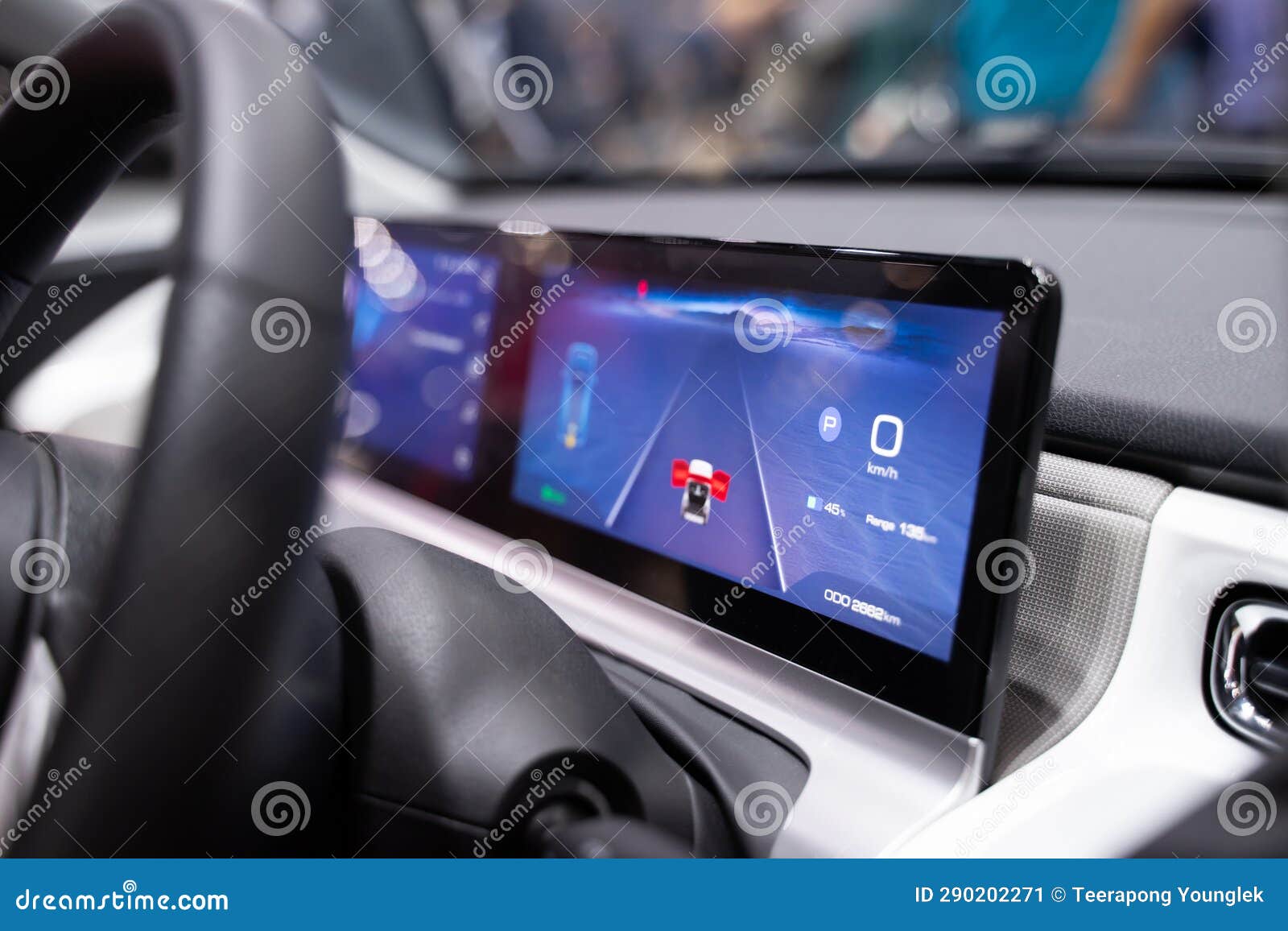 Side View of the LED Screen Digital Instrument Panel Inside the Car ...