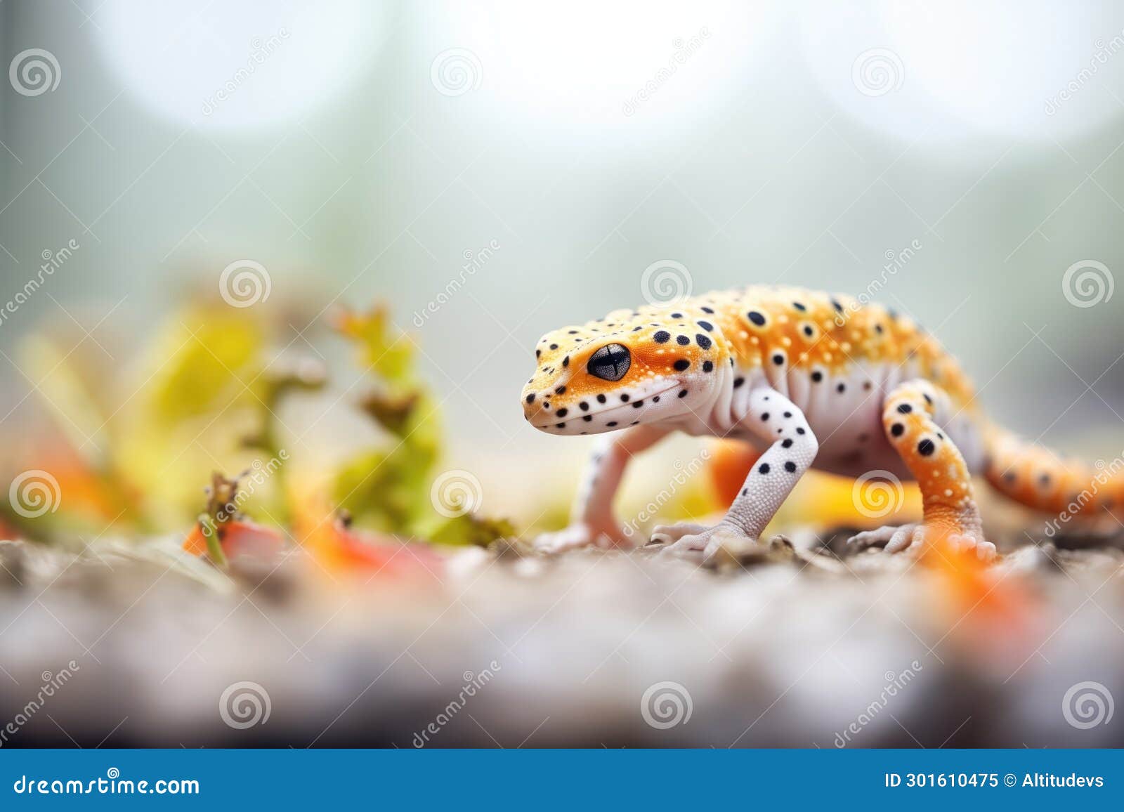 Side View of Leopard Gecko Hunting in Terrarium Stock Image - Image of ...