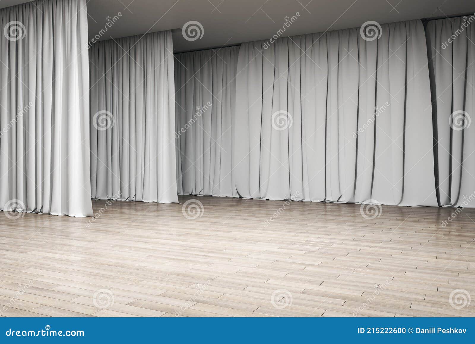 Side View on Light Backstage in Empty Performance Hall with Wooden ...