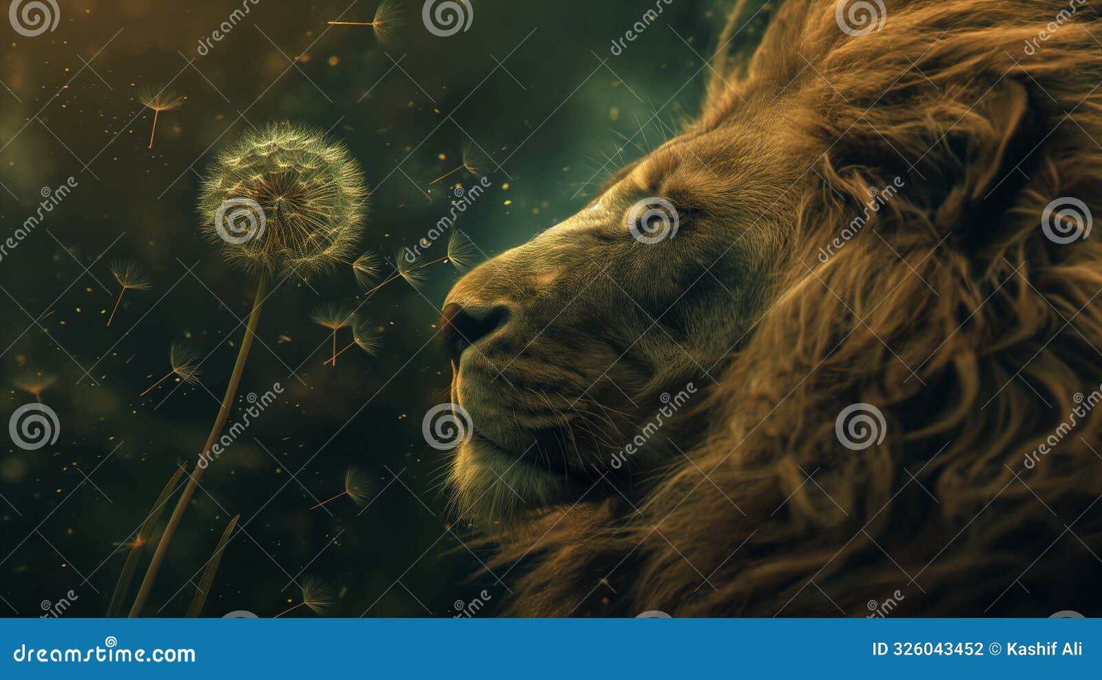Side View of Lion S Head with Dandelion-like Mane Stock Photo - Image ...