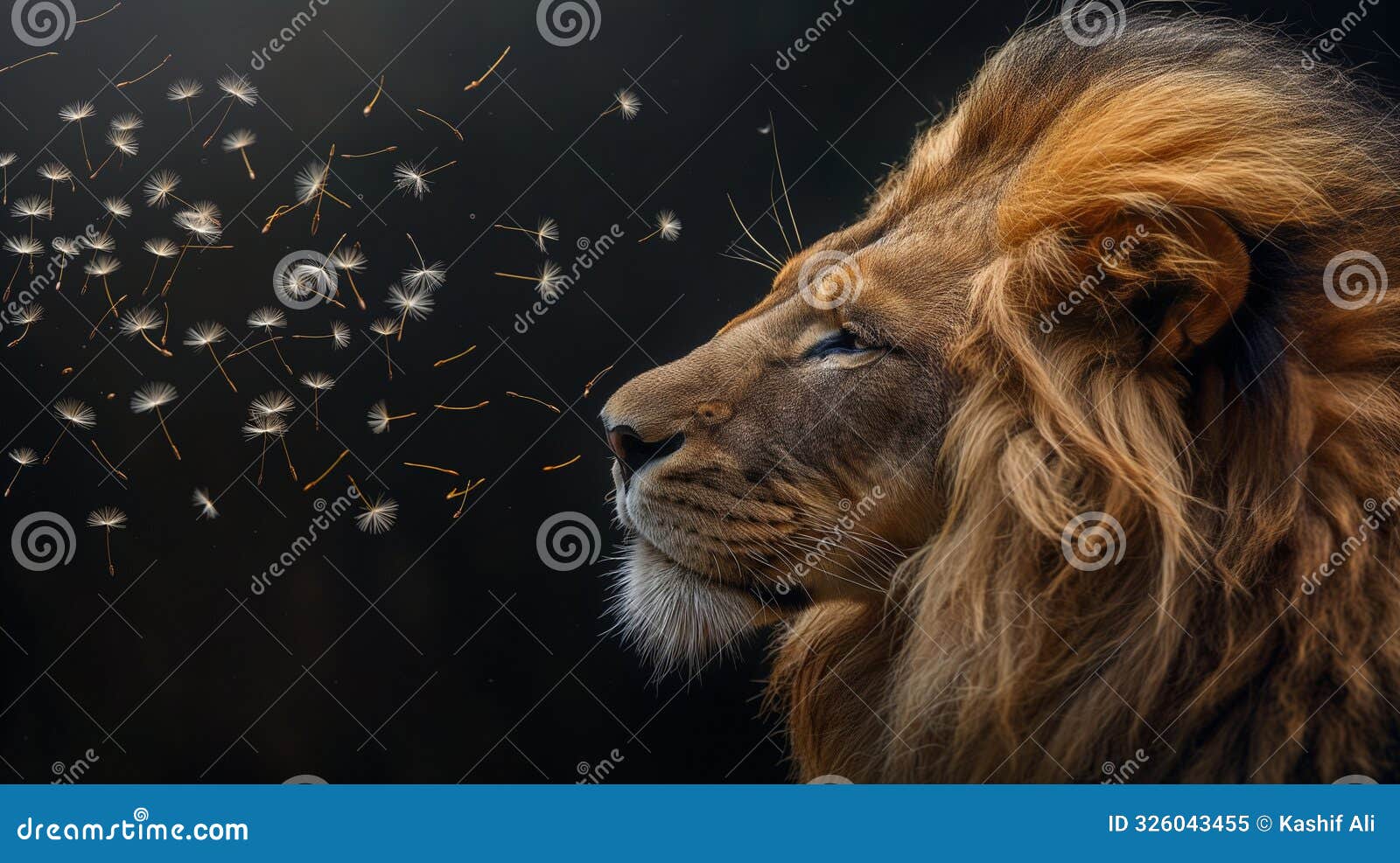 Side View of Lion S Head with Dandelion-like Mane Stock Image - Image ...