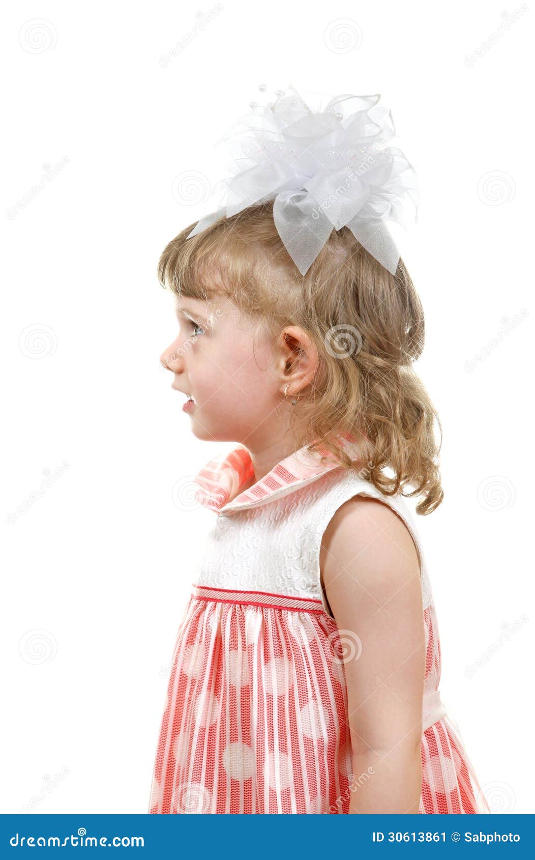 Side View a Little Girl stock image. Image of stand, indoor - 30613861