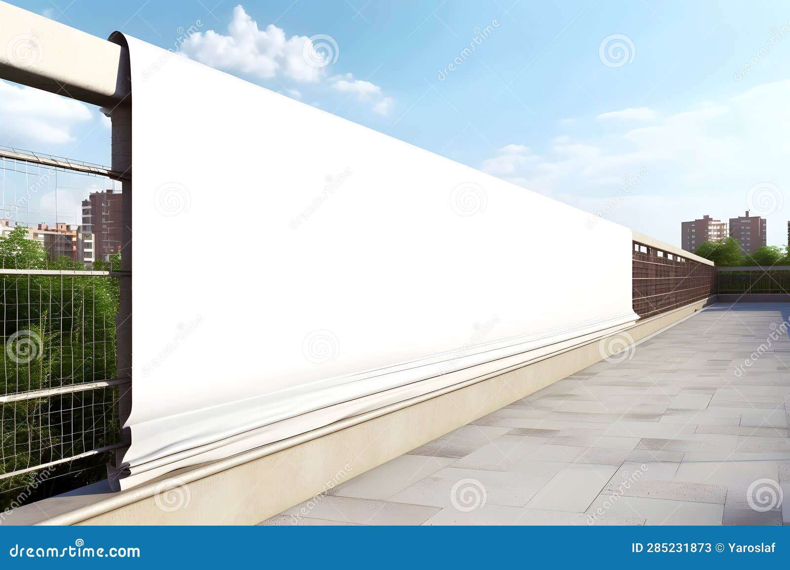 Side View of Long Empty Hoarding on Construction Site Stock ...