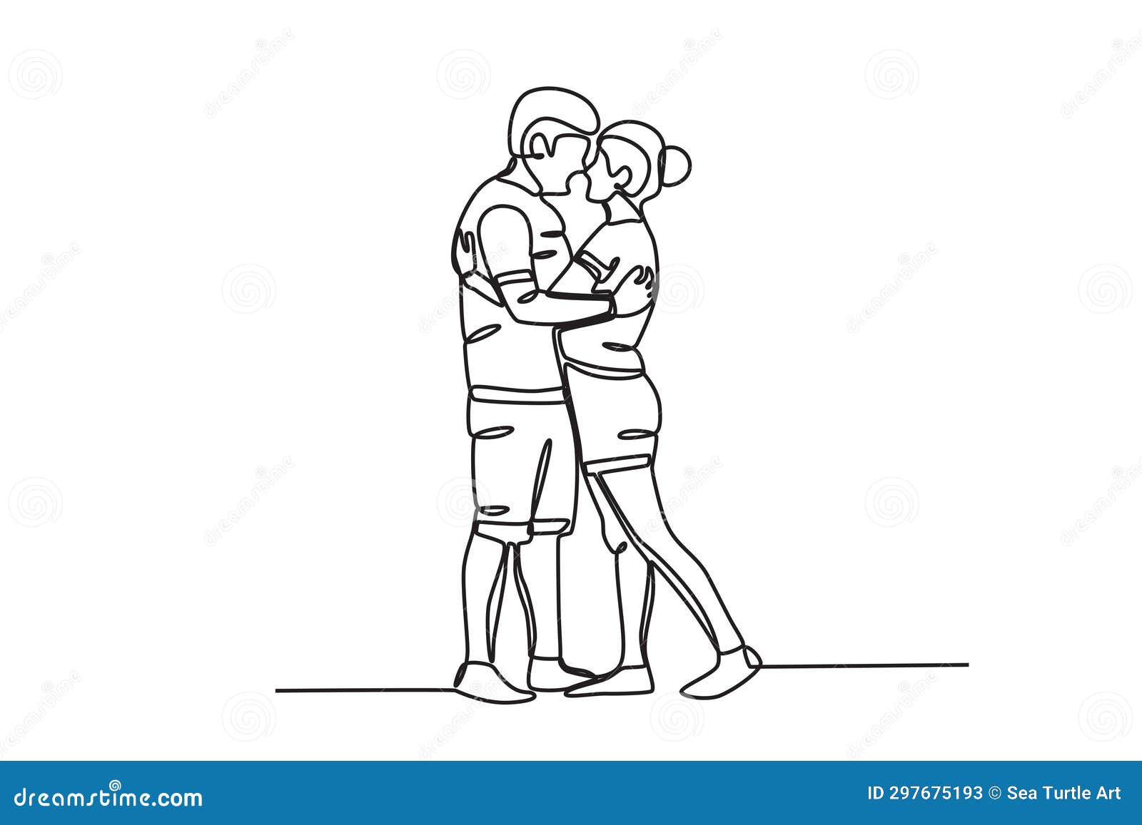Side View of Lovers Hugging Each Other Stock Vector - Illustration of ...