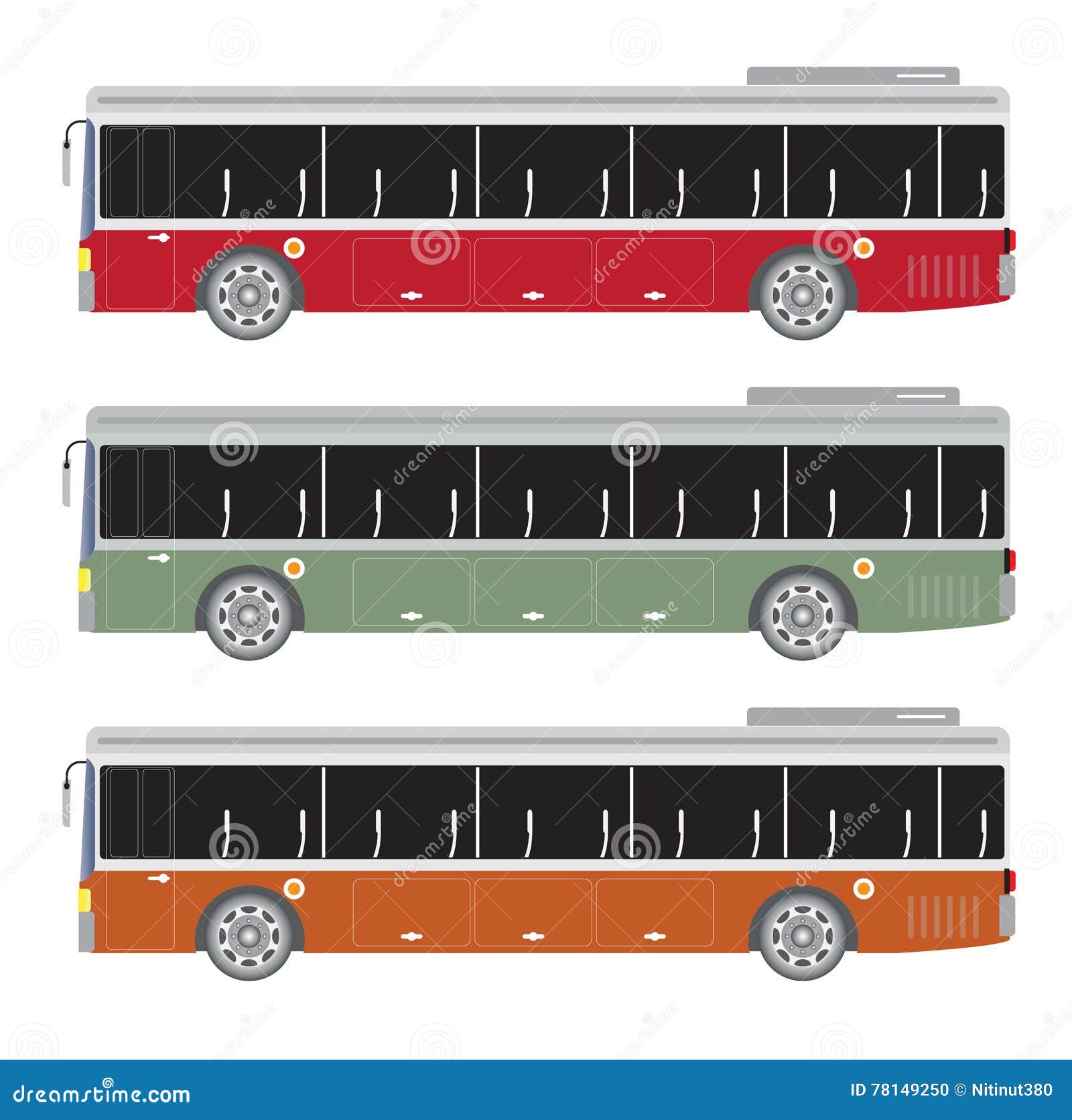 Side View of Low Floor City Bus Stock Illustration - Illustration of ...