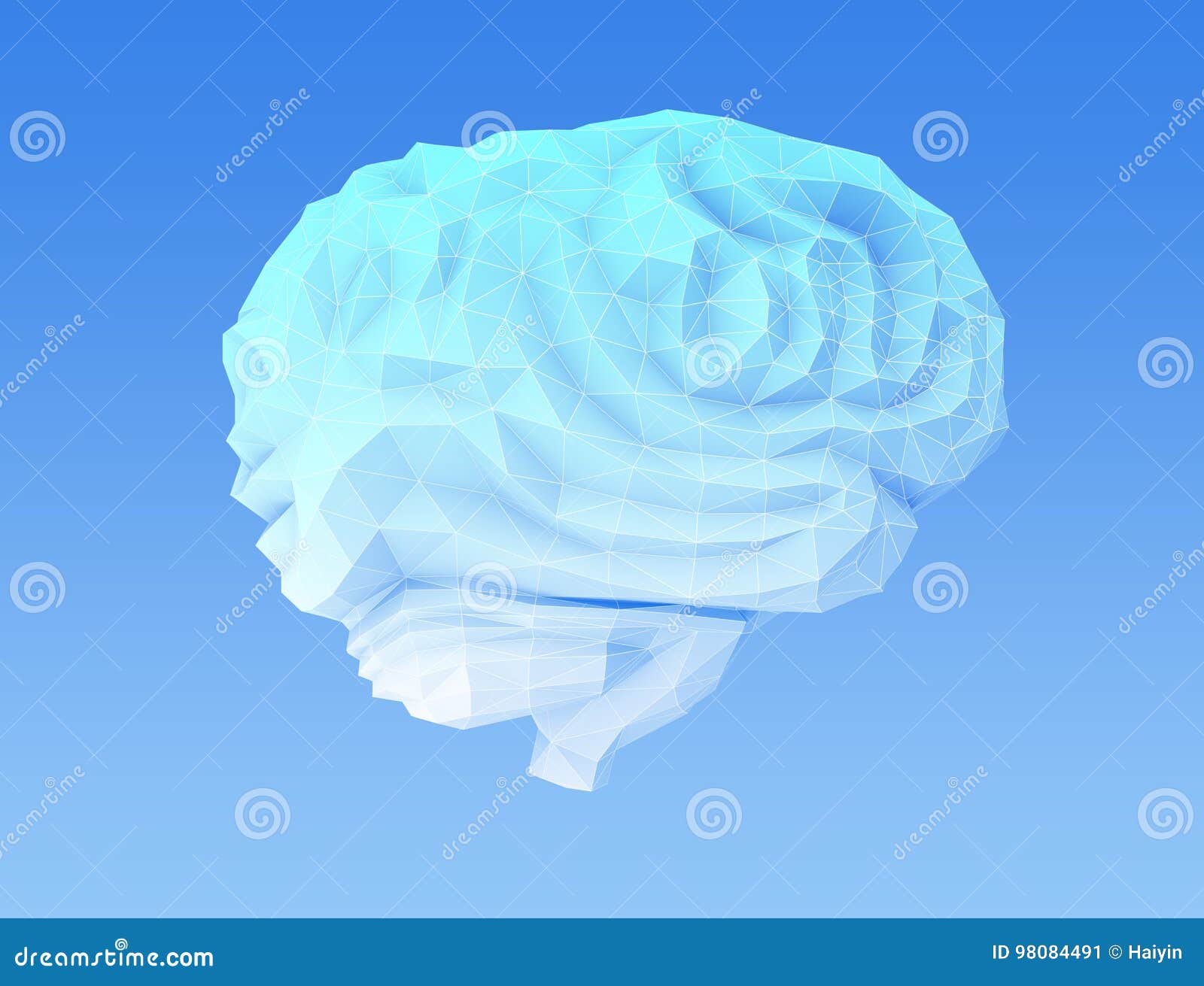 Side View of Low Poly Brain Model Stock Illustration - Illustration of ...
