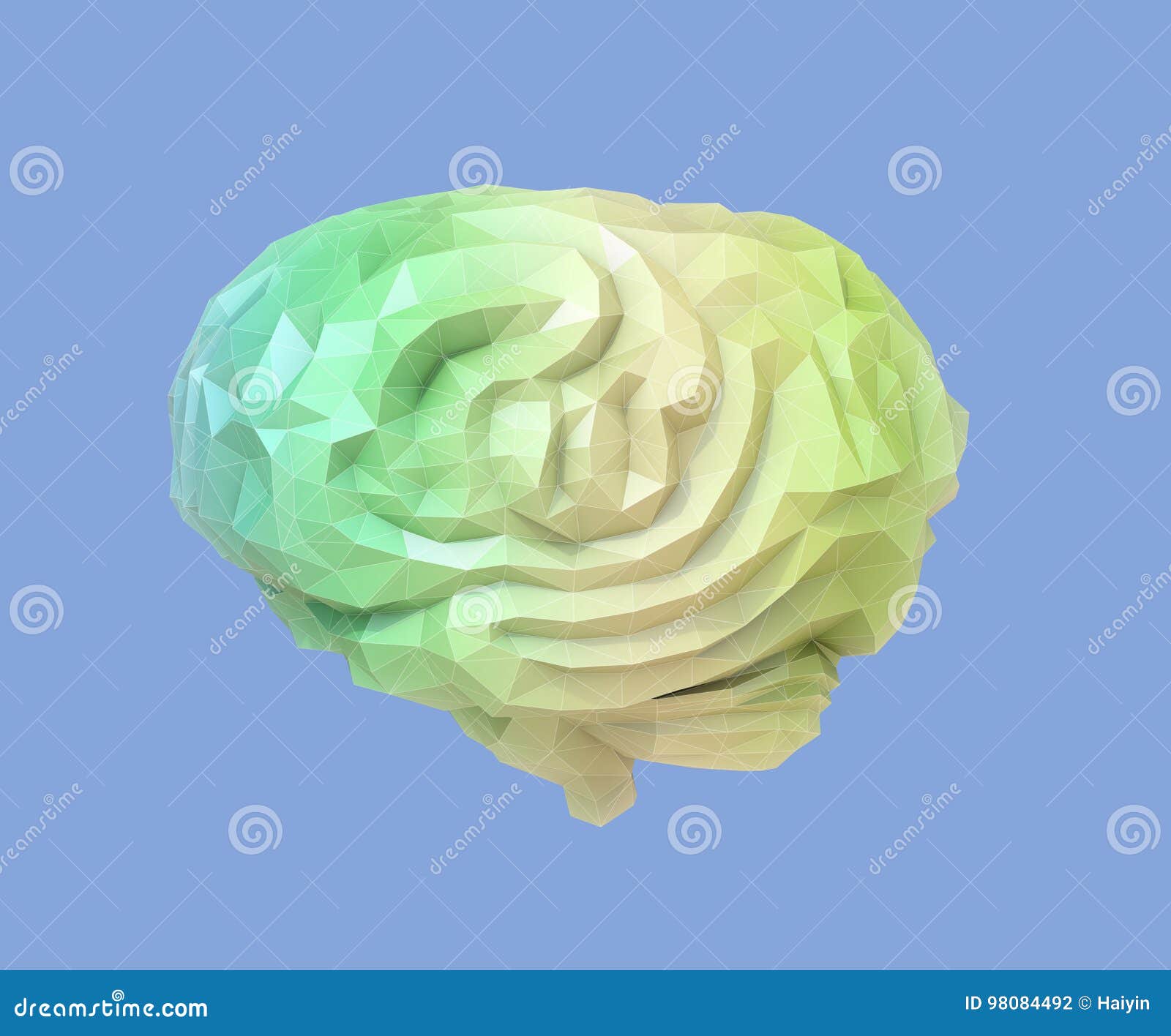 Side View of Low Poly Brain Model Stock Illustration - Illustration of ...