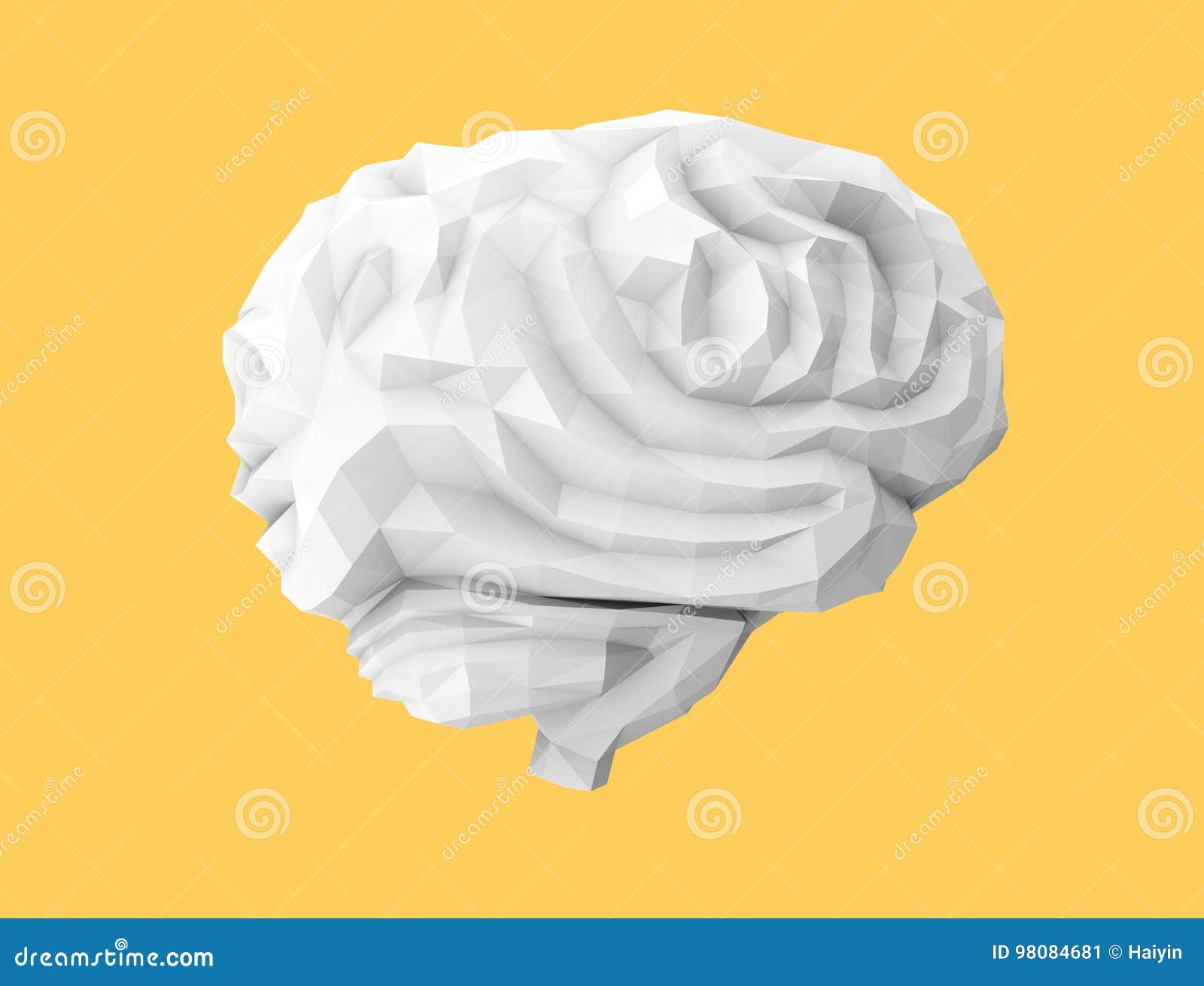 Side View of Low Poly Brain Model Stock Illustration - Illustration of ...