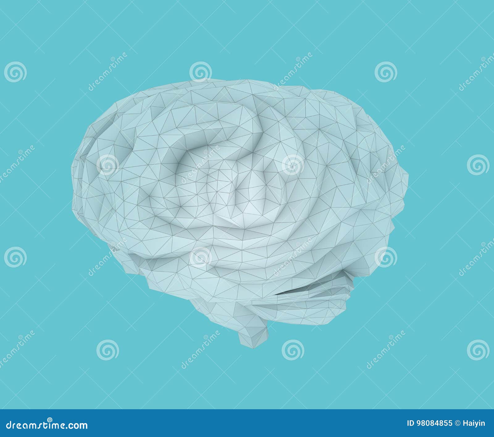 Side View of Low Poly Brain Model Stock Illustration - Illustration of ...