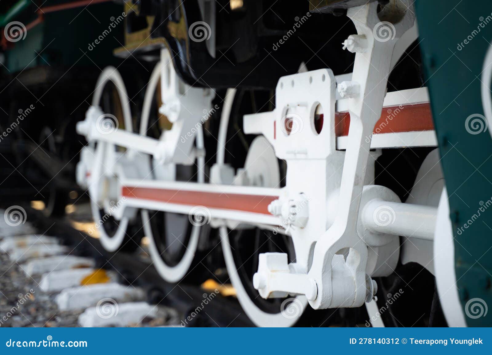 Side View of the Lower Shock of a Steam Locomotive on the Track Stock ...