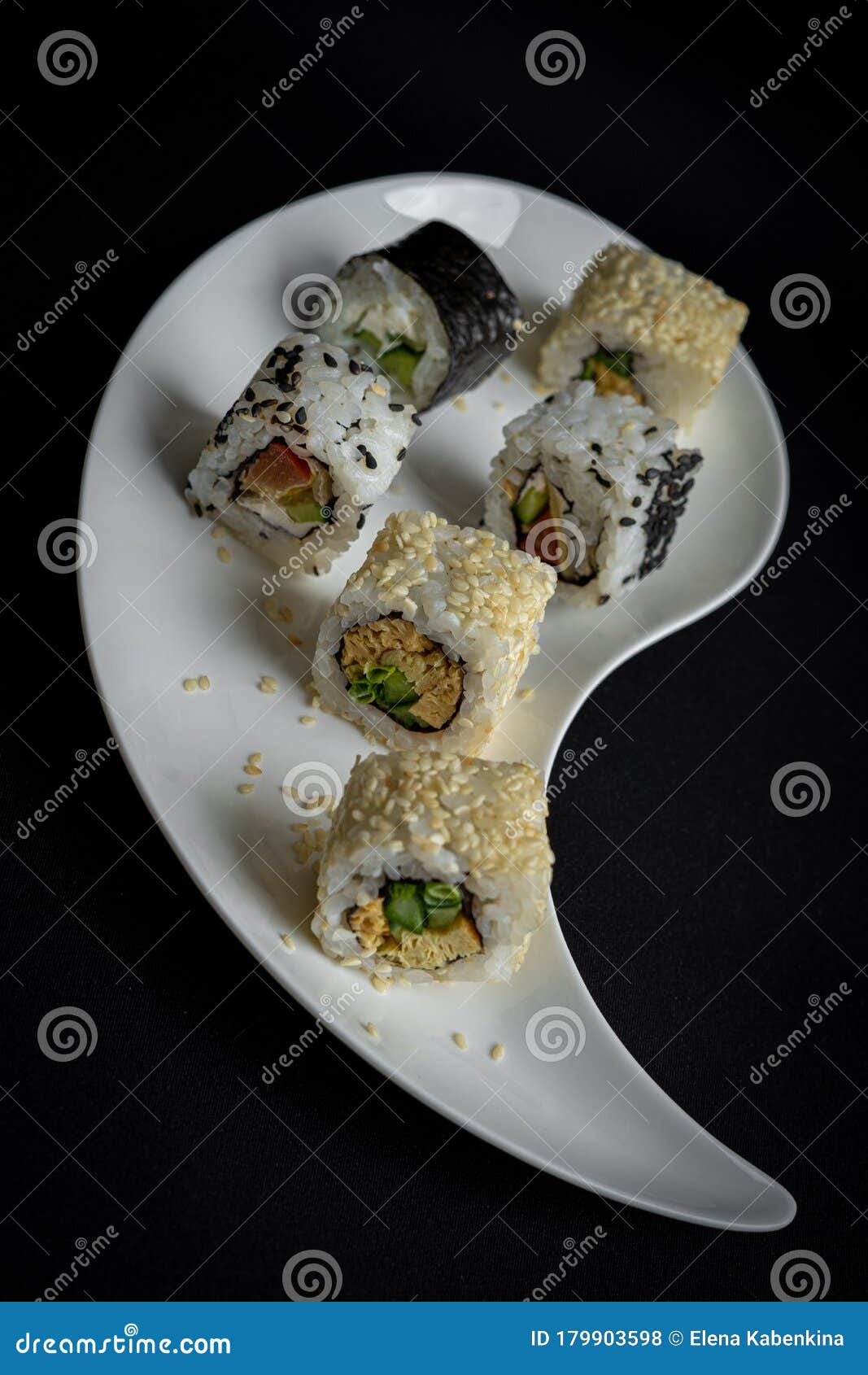 Side View of Maki on White Plate Stock Photo - Image of appetizer, diet ...